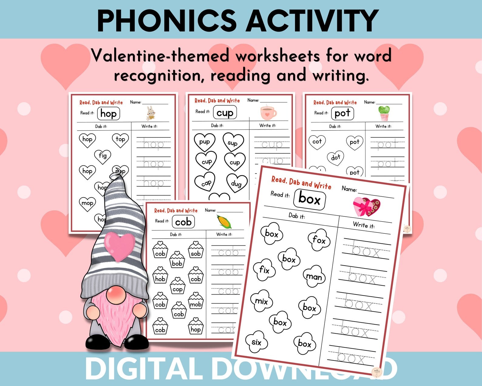 Phonics Valentine Activity Pack – Minding Art